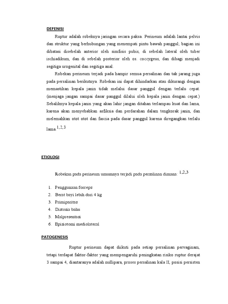 Penyebab dan Penanganan Robekan Perineum | PDF