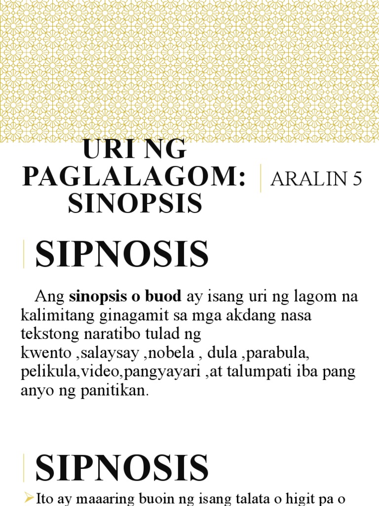 Aralin 5 - Uri NG Lagom (Sipnosis) | PDF