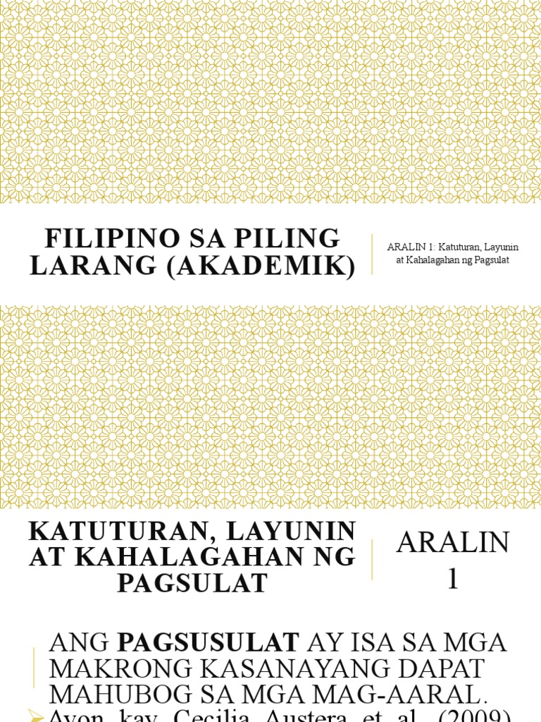 ARALIN 1 - Katuturan, Layunin at Kahalagahan NG Pagsulat | PDF