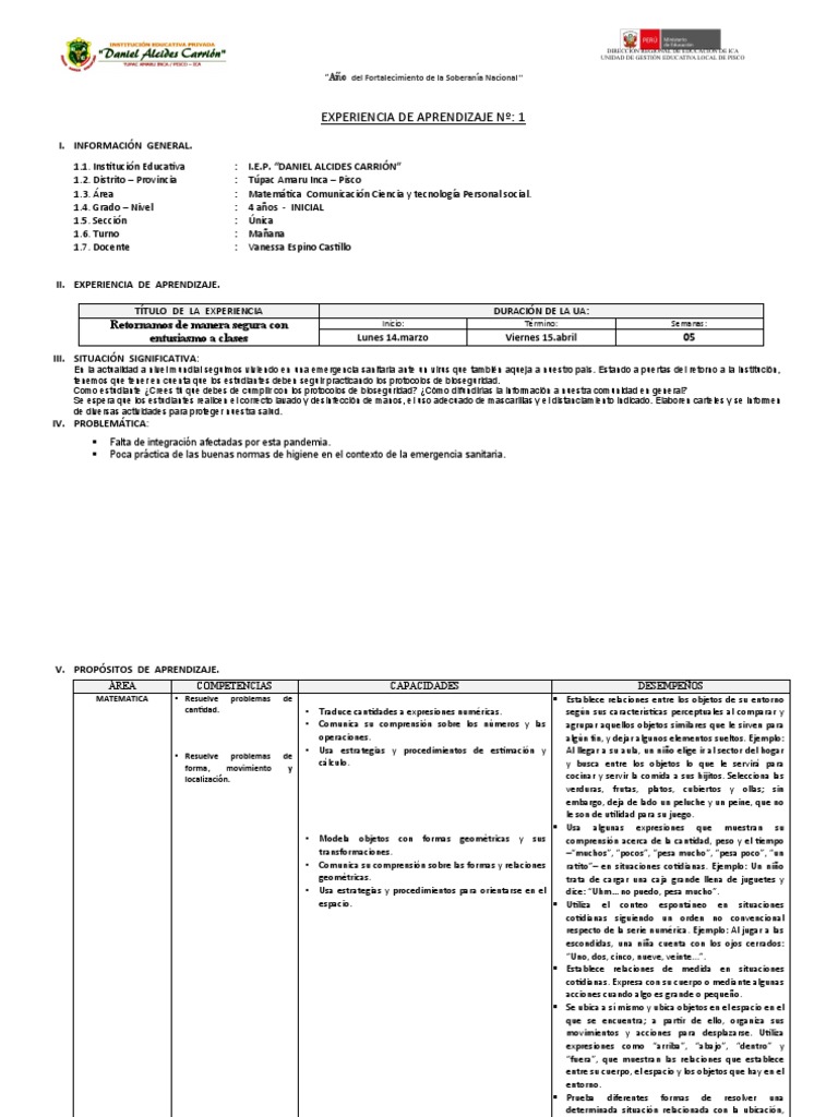 Experiencia de Aprendizaje 2022 | PDF | Método de enseñanza | Plan de estudios