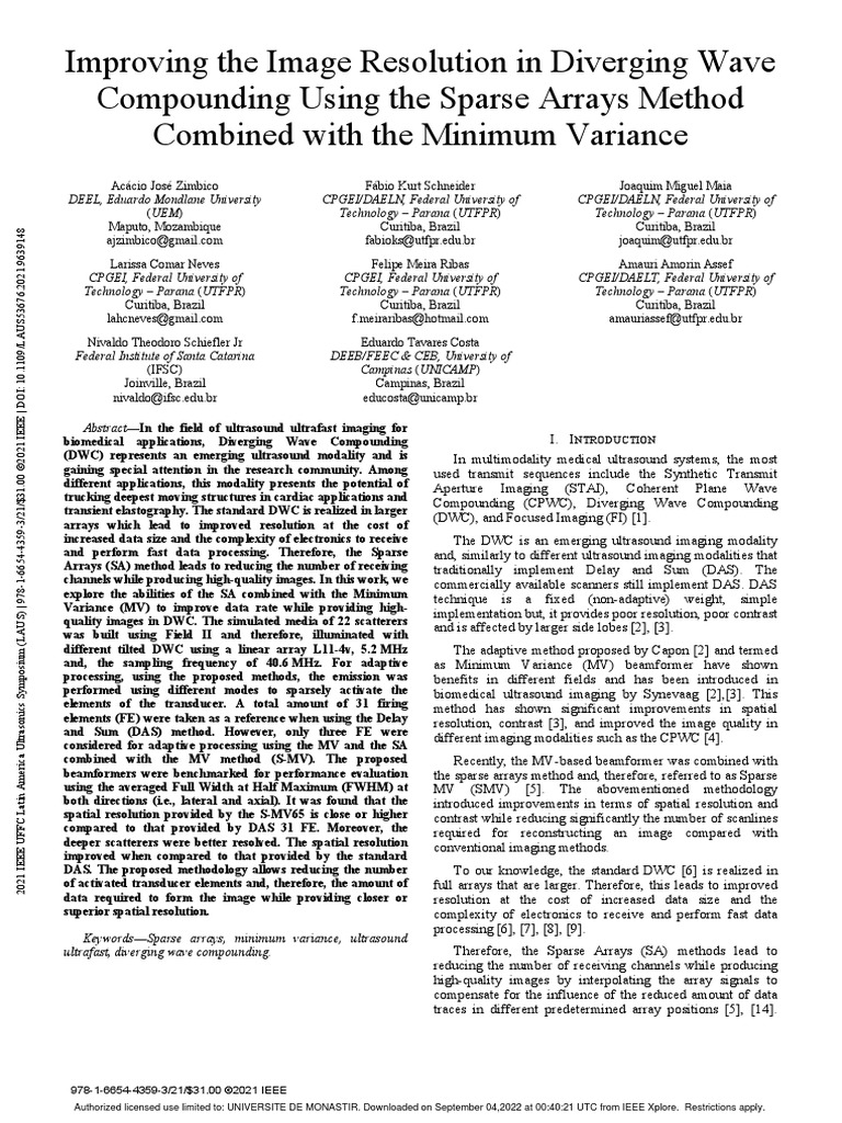 Improving The Image Resolution in Diverging Wave Compounding Using The ...