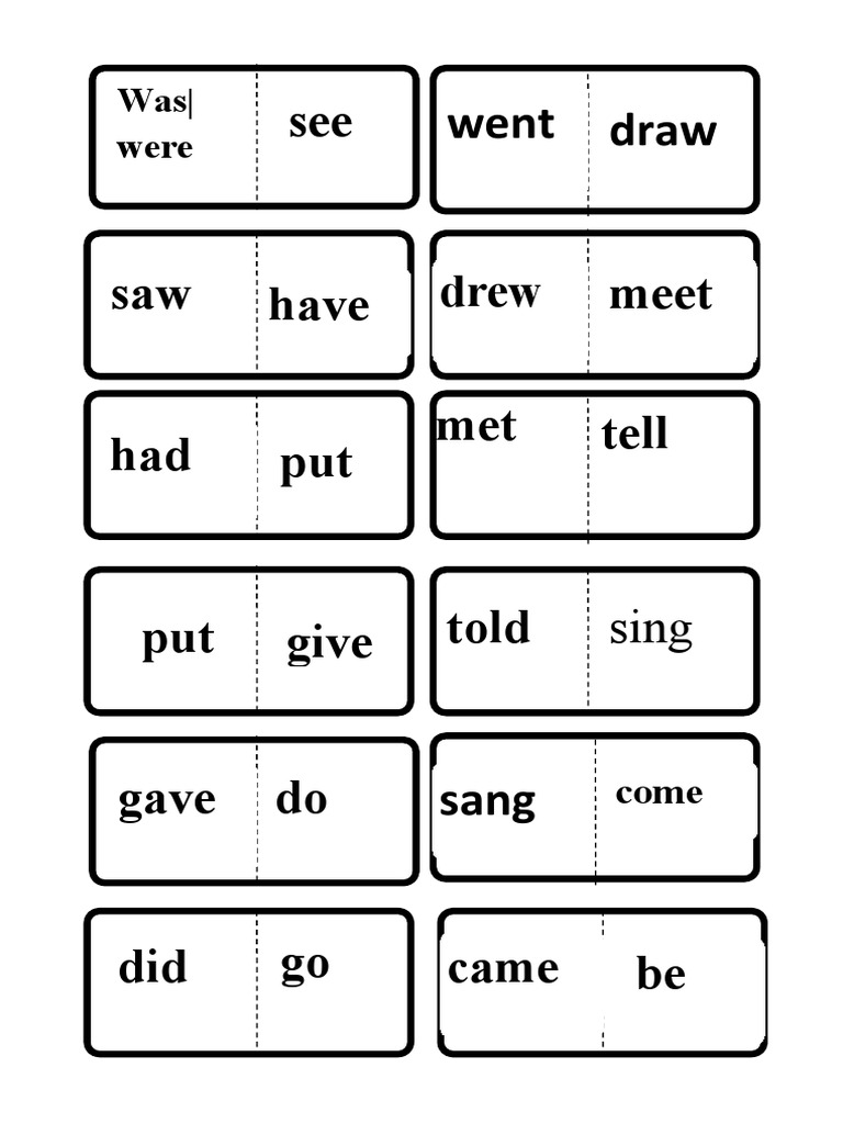 Irregular Verbs Domino 41734 | PDF