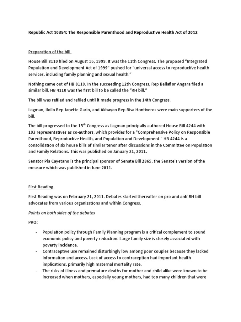 Republic Act 10354 RH LAW | PDF | Family Planning | Hospital