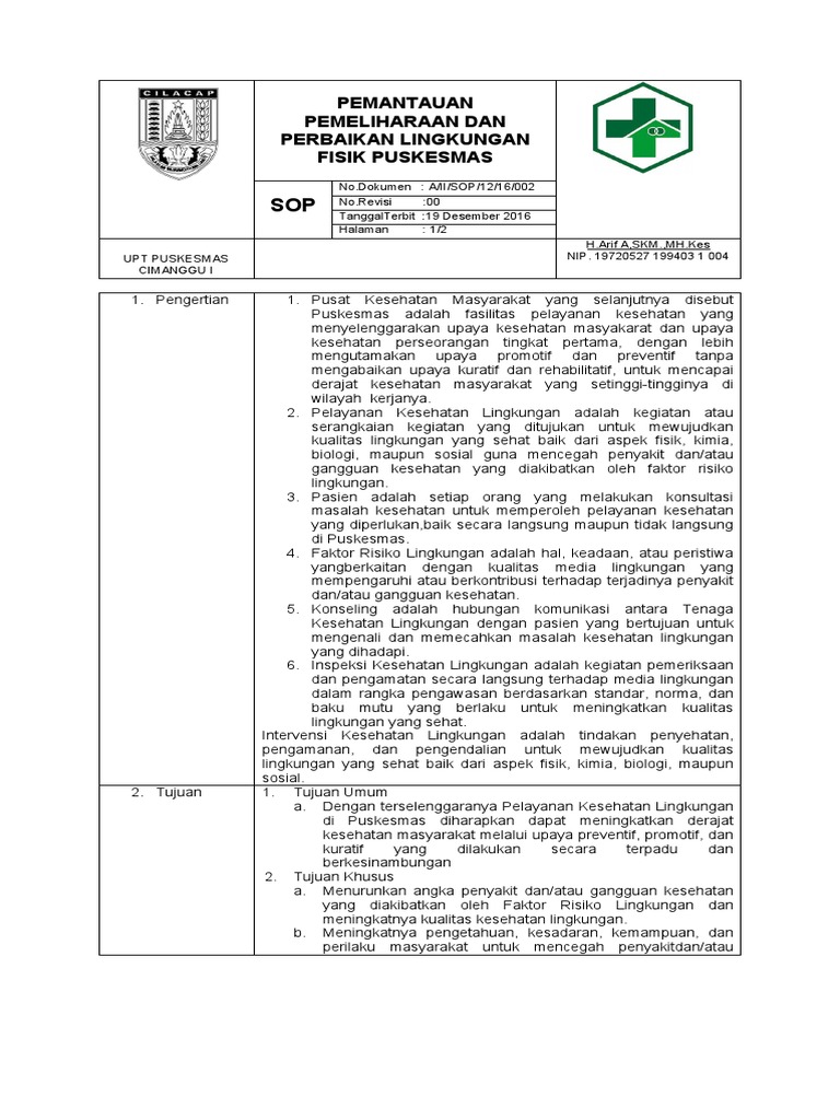 2.sop Pemeliharaan Lingkungan | PDF | Sains & Matematika