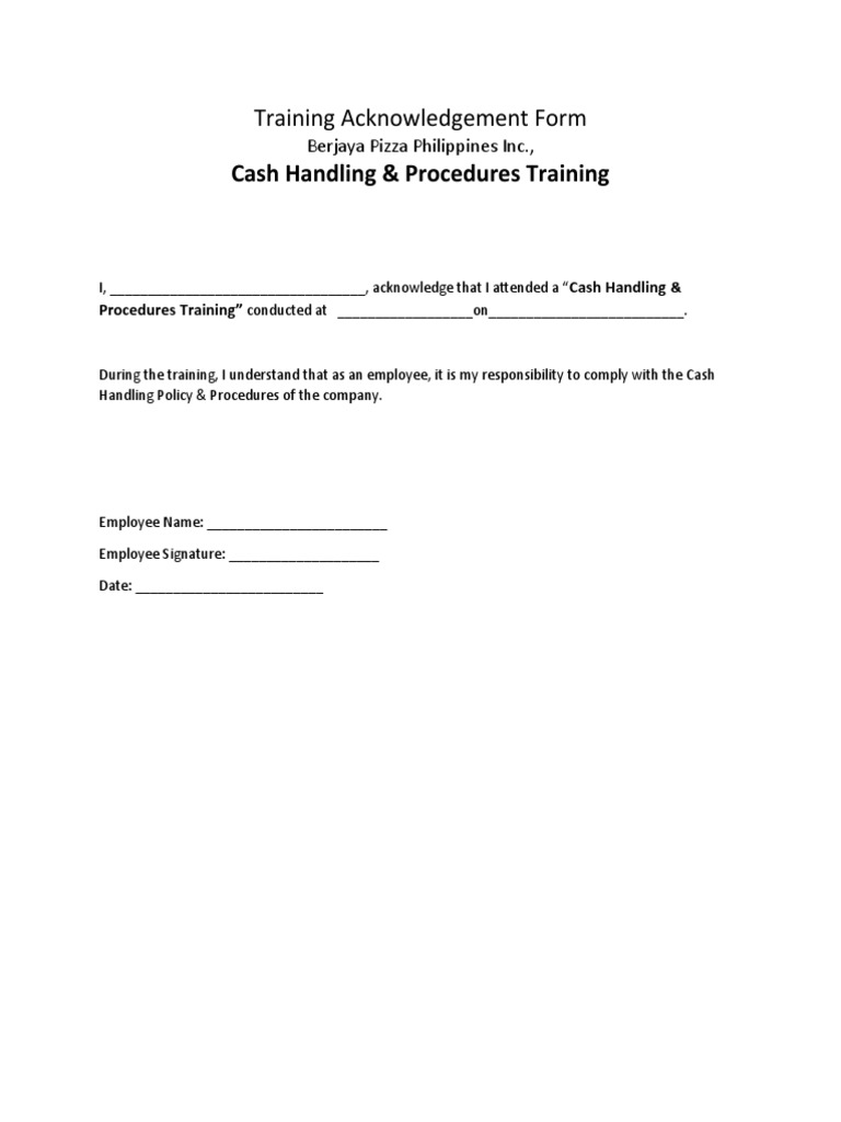 Training Acknowledgement Form | PDF