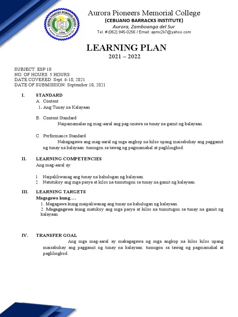 LP4 Week 4 1st Quarter ESP10 | PDF