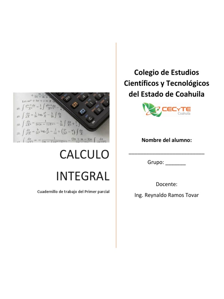 Cuadernillo de CALCULO INTEGRAL 2022-2023 Primer Parcial | PDF ...