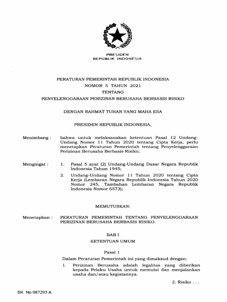PP Nomor 5 Tahun 2021 | PDF