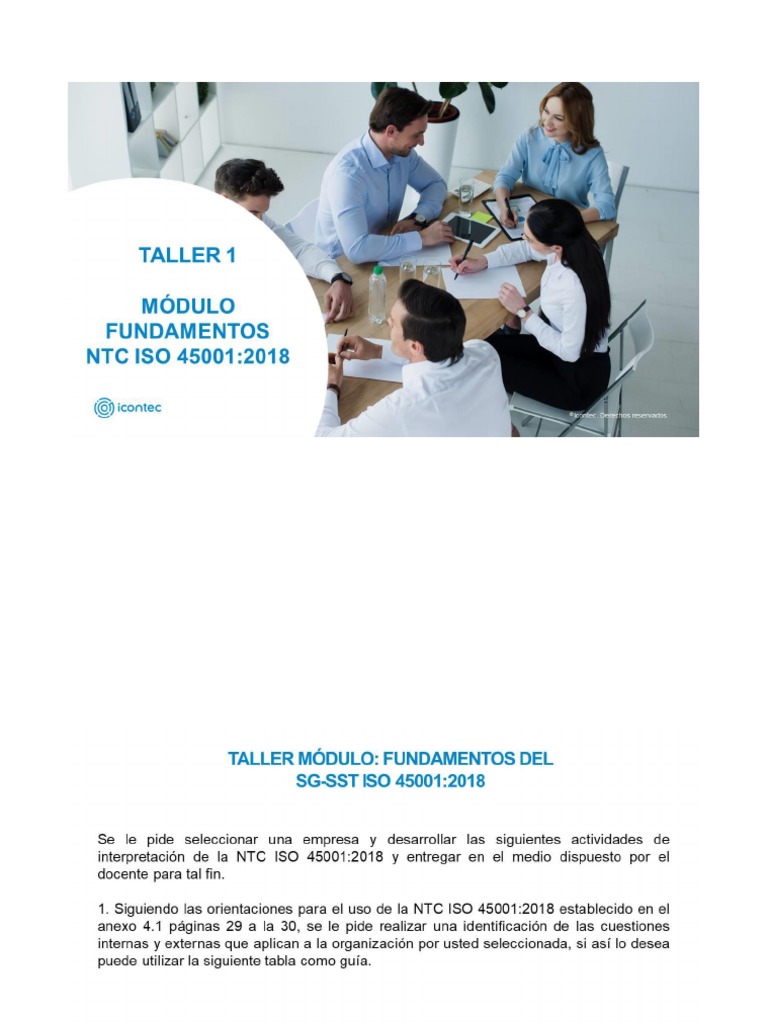 Taller 1 Modulo Fundamentoos NTC Iso 45001 2018 - 1075542076 | PDF ...