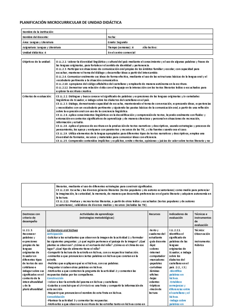 L2 U4 Plan | PDF | Palabra | Comunicación