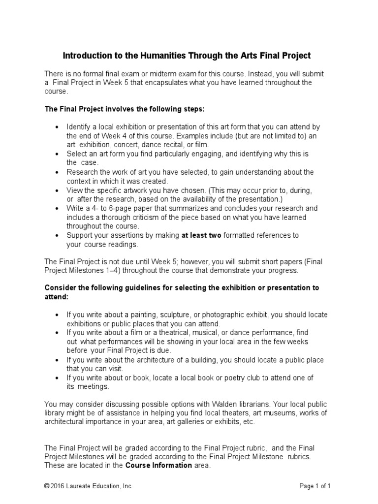 Introduction To The Humanities Through The Arts Final Project | PDF ...