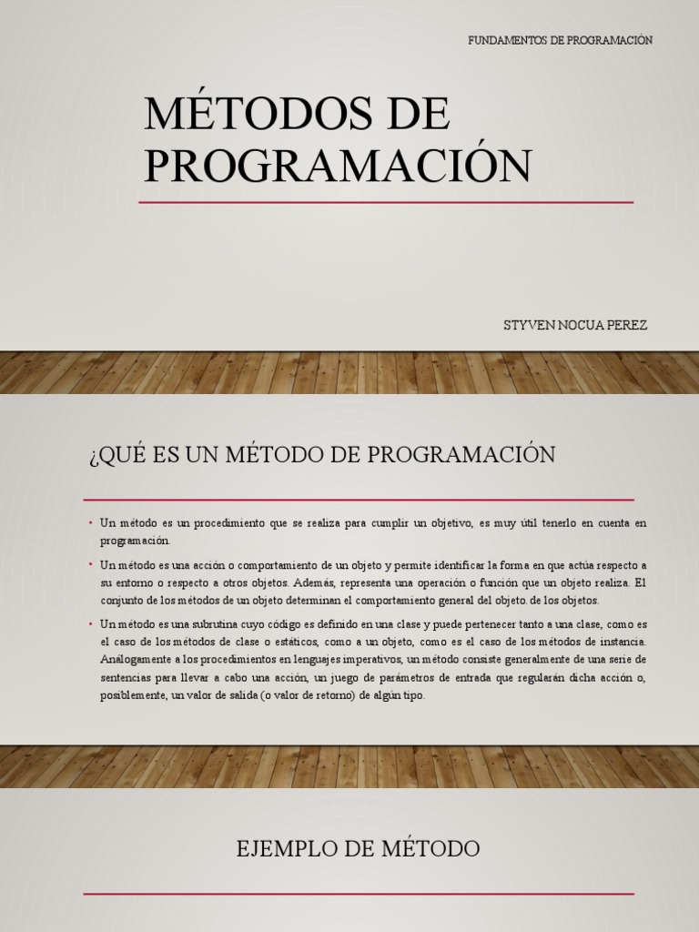 Métodos de Programación: Tipos y Ejemplos | PDF | Método (programación ...