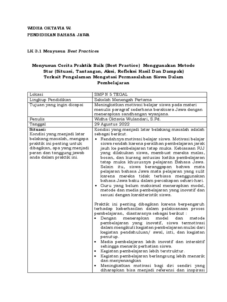 LK 3.1 Best Practise Widha | PDF