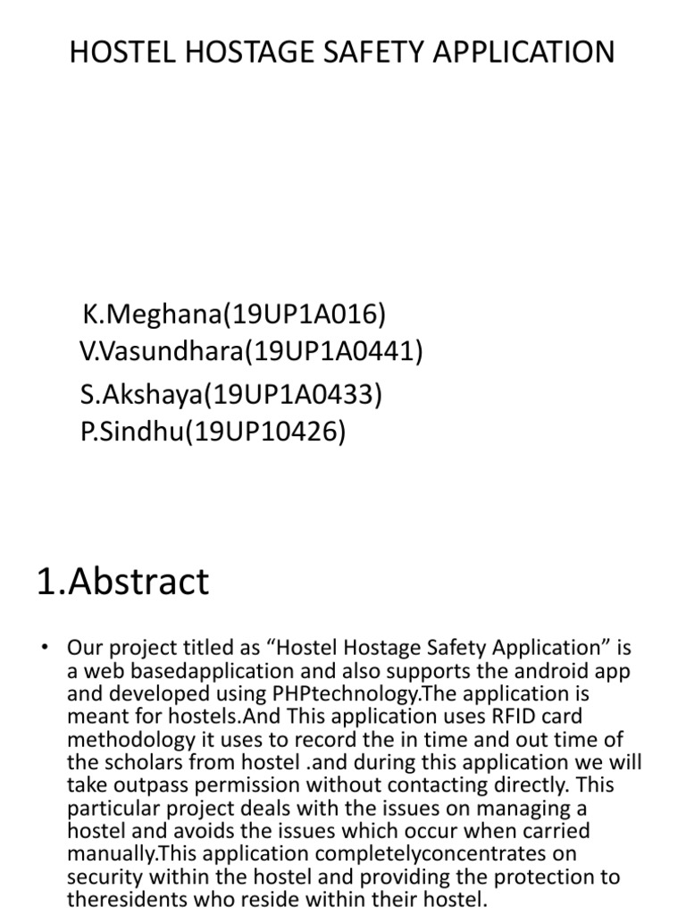 Hostel Hostage Safety Application | PDF | Databases | Computer Science
