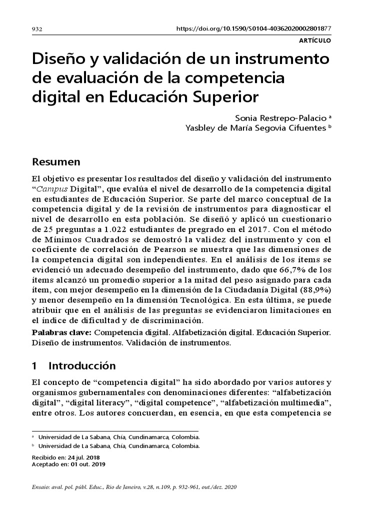 Evaluación de Competencia Digital Universitaria | PDF | Tecnología de ...