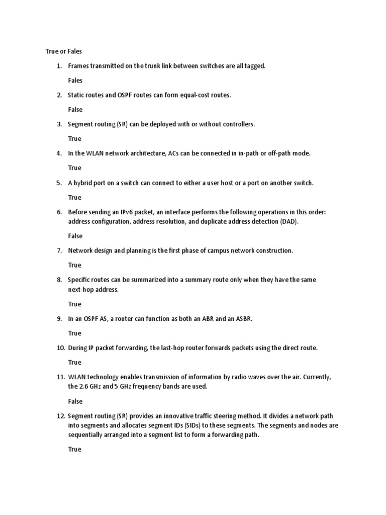 HCIA Datacom Mock Exam 1.0 PDF | PDF | Computer Network | Internet Protocol Suite