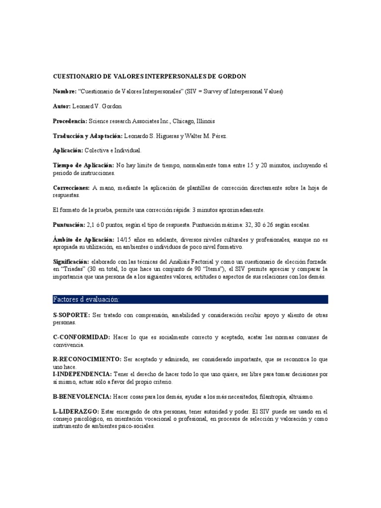 Siv Manual | PDF | Validez (Estadísticas) | Sicología