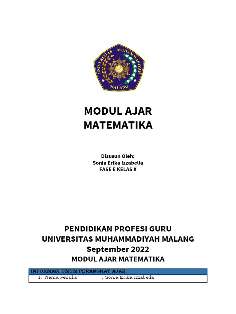 Modul Ajar Barisan Dan Deret Aritmatika Fix | PDF