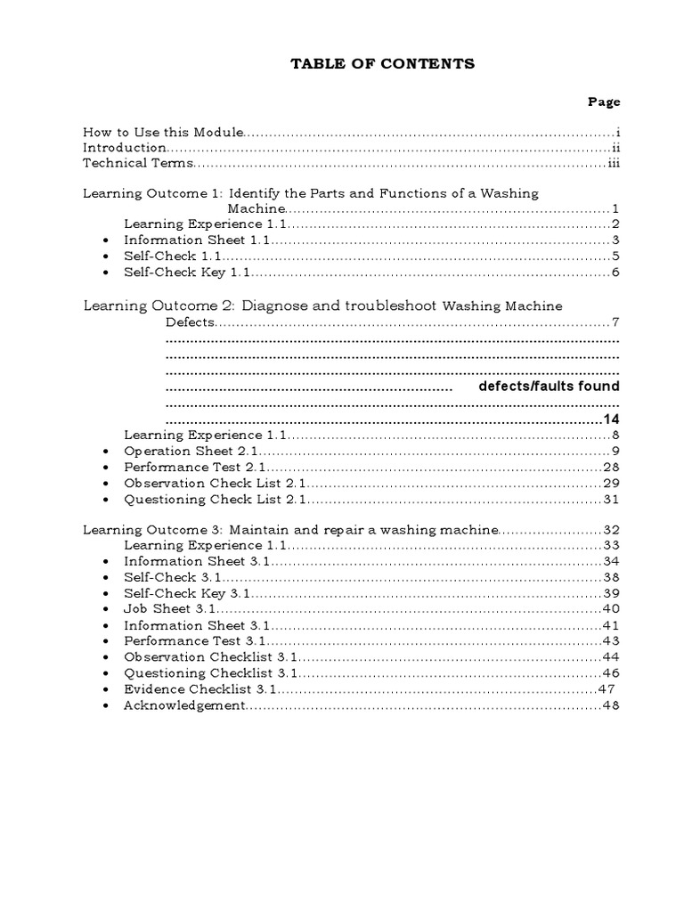 Y3 - Module 5 - Repairing and Maintaining A Washing Machine | PDF ...