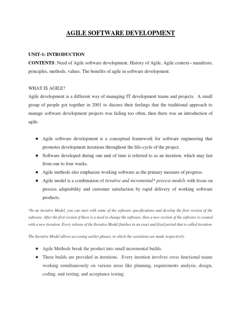 Agile Software Development (Unit-1) | PDF | Agile Software Development | Software Development ...
