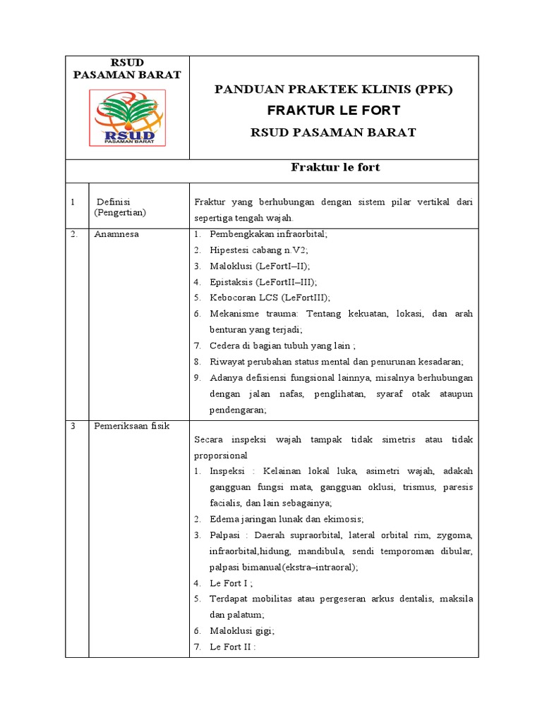 Cidera Ydt Fraktur Le Fort.222 | PDF