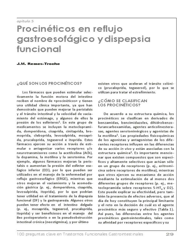 Procinéticos en Reflujo Gastroesofágico y Dispepsia Funcional | PDF ...
