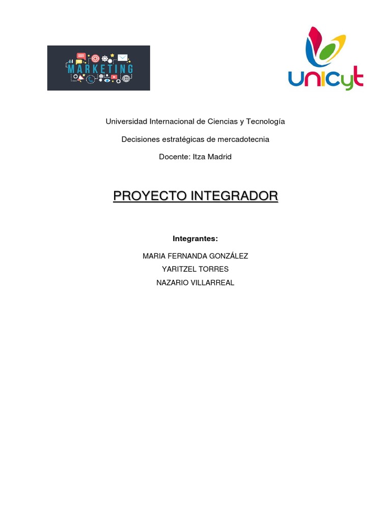 Proyecto Integrador MERCADOTECNIA | PDF | Marketing | Igualdad de género