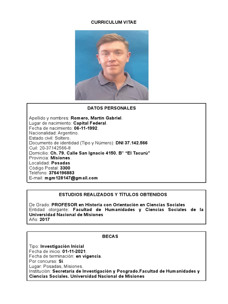 Curriculum Vitae | Descargar gratis PDF | Universidad | Maestros