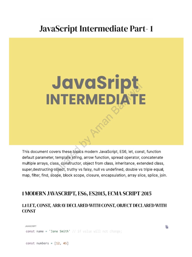 Javascript Intermediate Aman Barnwal Pdf
