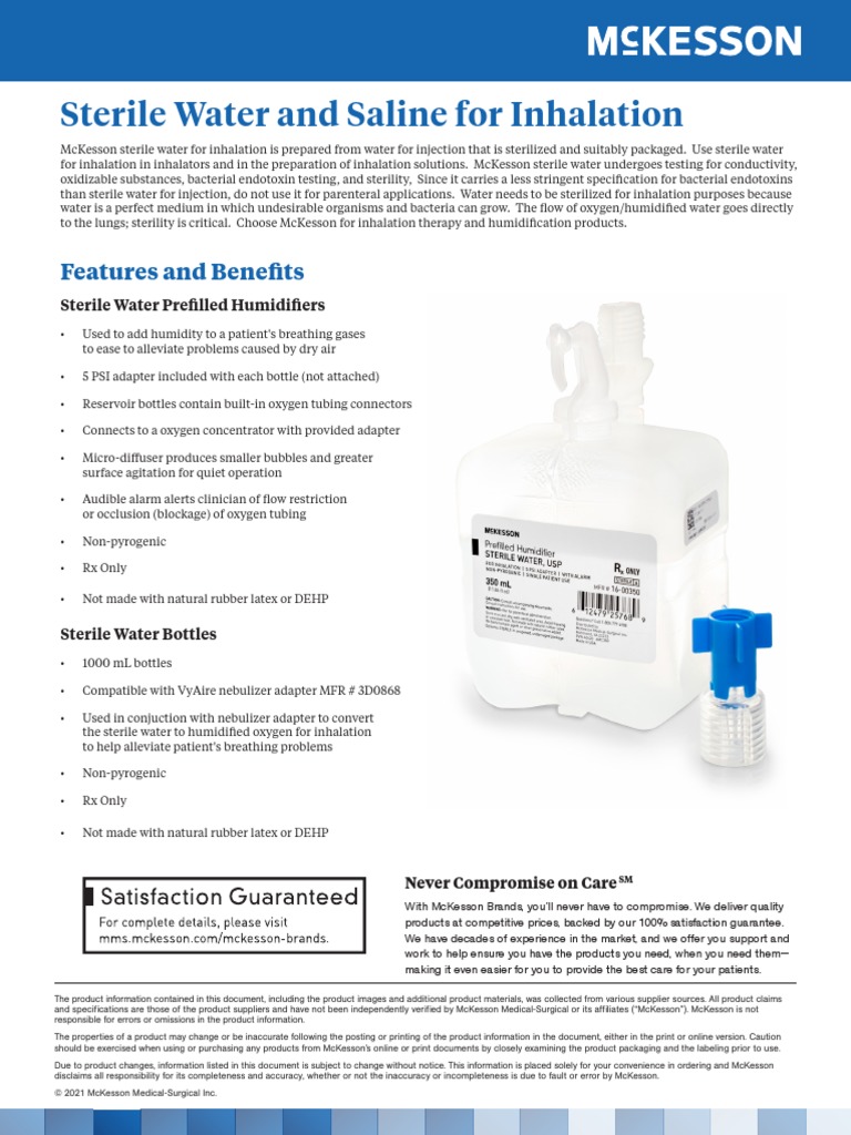 Sterile Water and Saline Inhalation Tear Sheet 2021-01 | PDF | Saline (Medicine) | Water