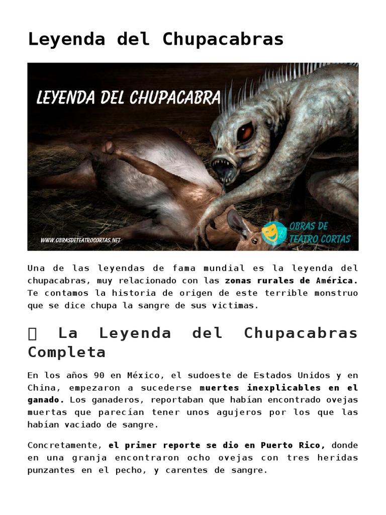 La Leyenda Del Chupacabras Completa | PDF
