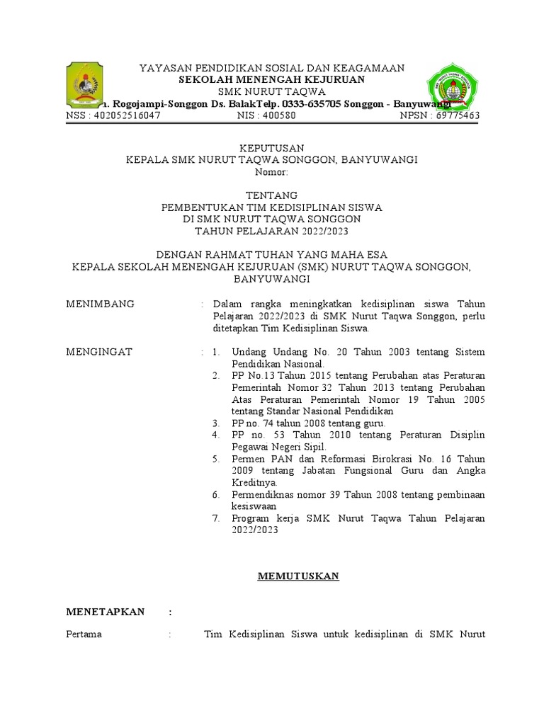 SK Kedisiplinan | PDF
