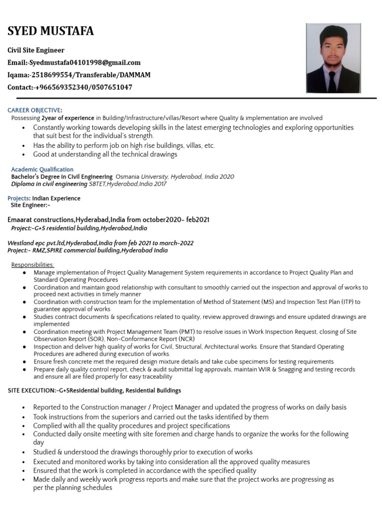 Syed Mustafa CV | PDF | Specification (Technical Standard) | Business