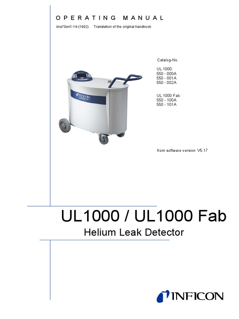 UL1000 Helium Leak Detector Manual | PDF | Water | Humidity
