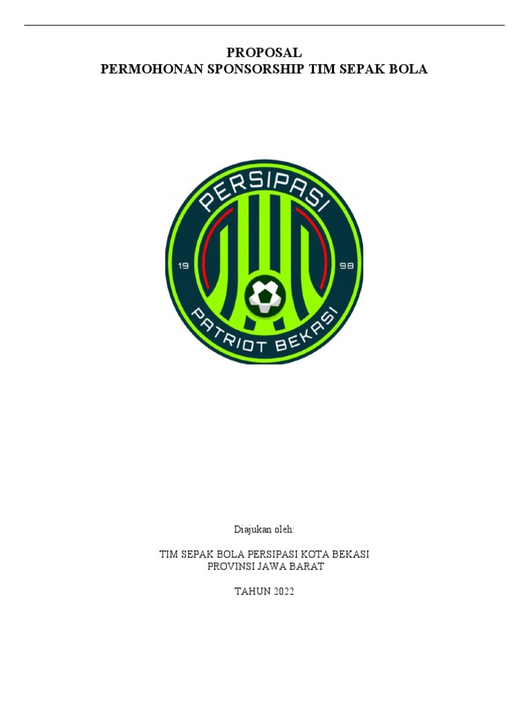 Proposal - Sponsorship Tim Sepak Bola | PDF