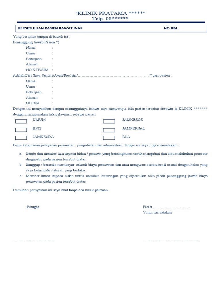 Bendel Inform Consent Rawat Inap | PDF