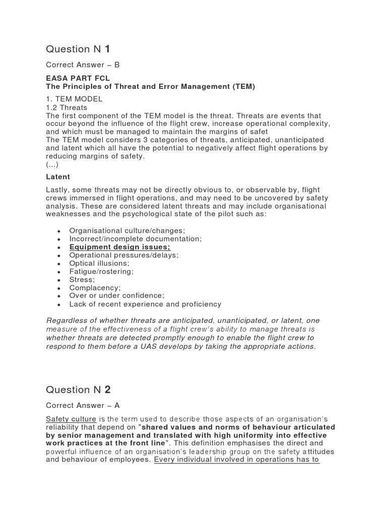 040 - Human Performance Limitations - Answers | PDF | Air Traffic Control | Safety