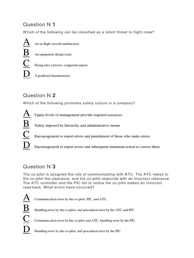 040 - Human Performance Limitations - Questions | PDF | Risk | Ear