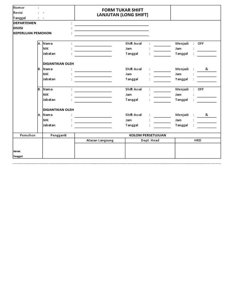 Form 4 Tukar Shift Lanjutan | PDF
