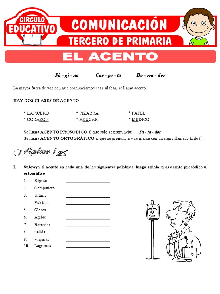 El Acento y Sus Clases para Tercero de Primaria | PDF | Lingüística