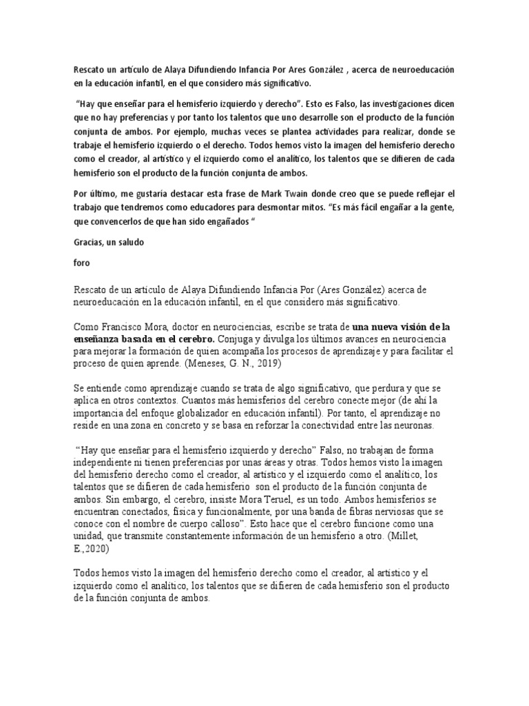 Neuromitos | PDF | Hemisferio cerebral | Cerebro
