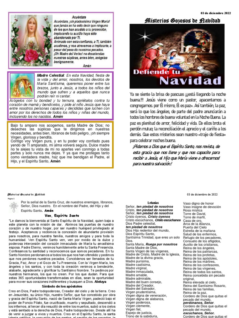 Rosario De Navidad Pdf María Madre De Jesús Orador Del Señor