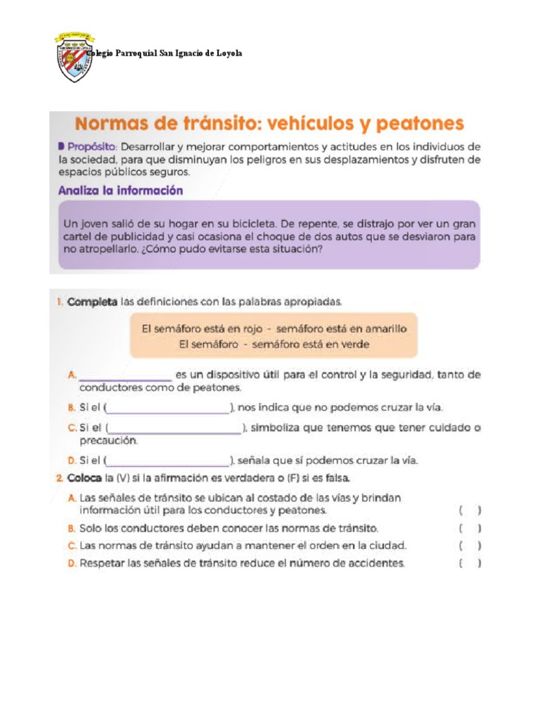 Ficha Normas de Transito | PDF