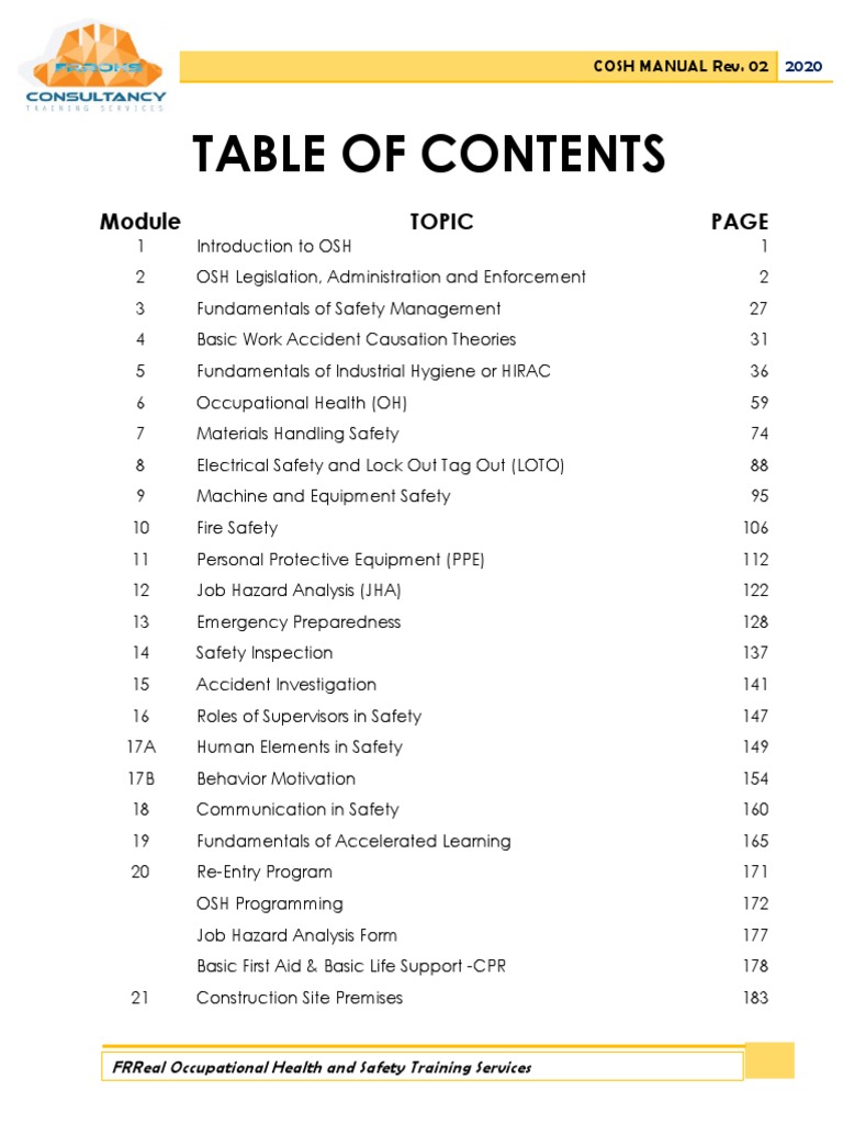 COSH Training Manual Overview | PDF | Occupational Safety And Health ...