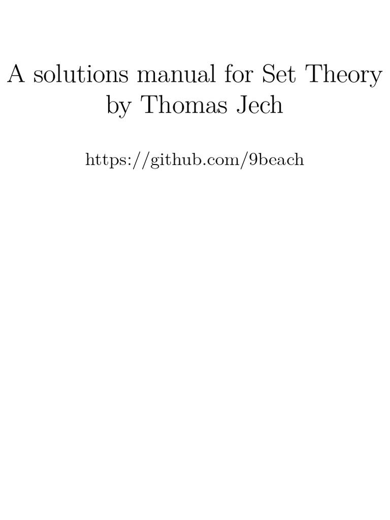 Jech Set Theory Solutions Kindle | PDF | Mathematics | Mathematical Logic
