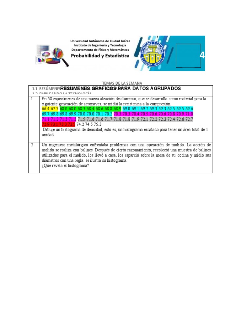Actividad A6. Ejercicios-S4 Carlos Portillo | PDF | Desviación Estándar | Estadísticas descriptivas