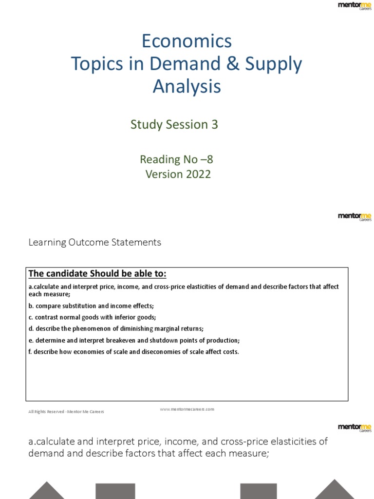 Reading 8-Topics in Demand Supply Analysis | PDF | Elasticity (Economics) | Supply And Demand