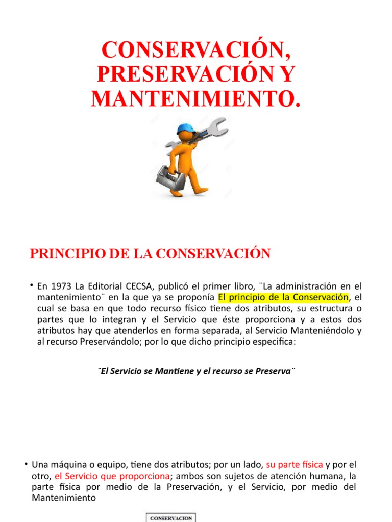 Conservación, Preservación y Mantenimiento... | PDF | Lean Manufacturing | Producción y fabricación