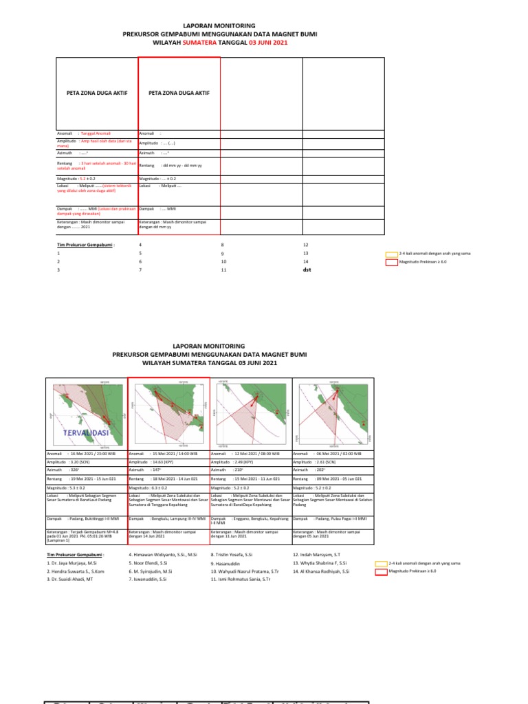 Format Laporan Prekursor Gempa Bumi | PDF