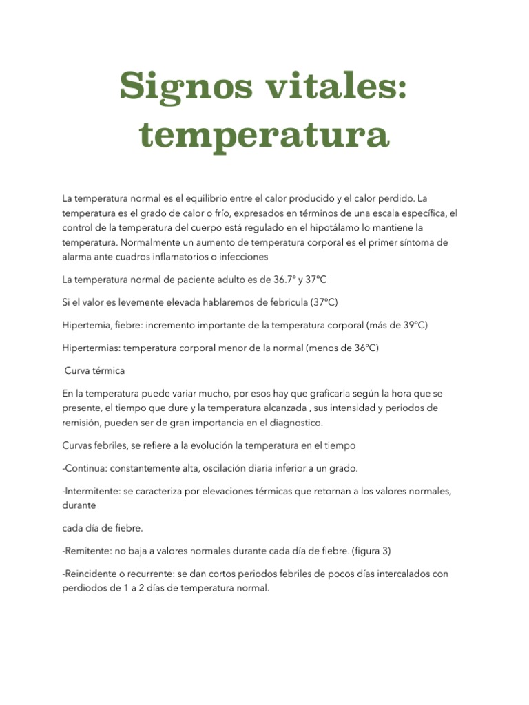 Temperatura | PDF | Fiebre | Temperatura